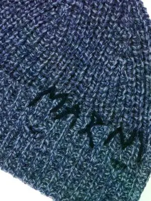 Marni Embroidered-logo Knit Beanie - Blue