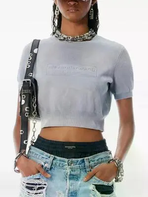 Alexander Wang Logo-embossed Knit Top - Grey