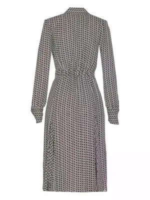 Elisabetta Franchi Geometric-print V-neck Midi Dress - Black