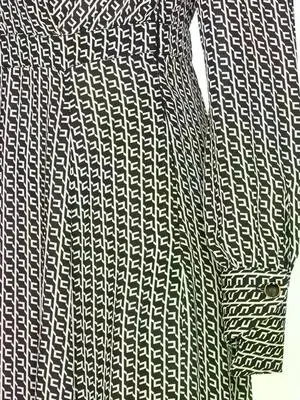 Elisabetta Franchi Geometric-print V-neck Midi Dress - Black