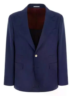 Brunello Cucinelli Single-breasted Silk Jacket - Blue
