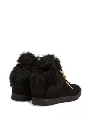 GIUSEPPE ZANOTTI Kriss Fur-trimmed Zip-up Sneakers - Black