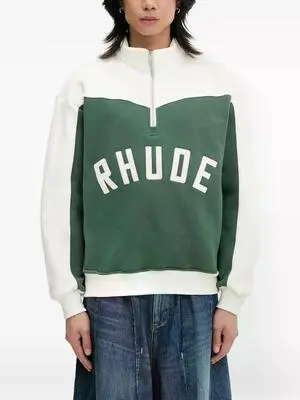 Rhude Embroidered Colour-block Half-zip Sweatshirt