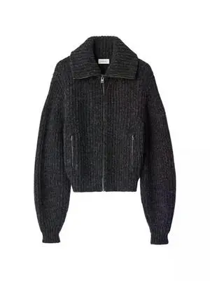 LEMAIRE Ribbed Zip-up Cardigan - Brown