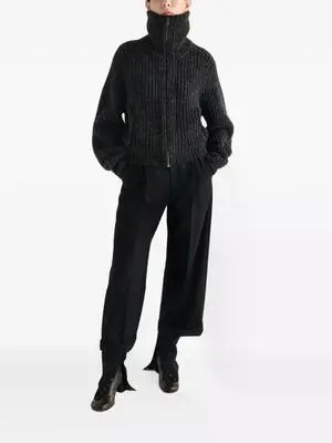LEMAIRE Ribbed Zip-up Cardigan - Brown