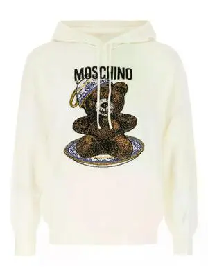 Moschino Teddy-print Hooded Sweater - Neutrals