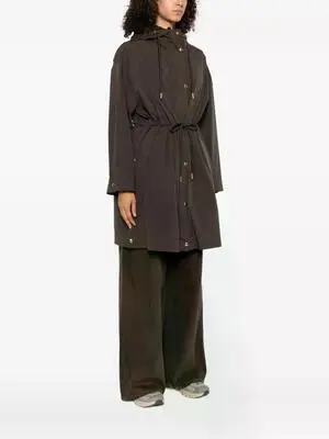 Moncler Drawstring-waist Hooded Coat - Brown