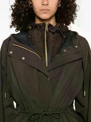 Moncler Drawstring-waist Hooded Coat - Brown