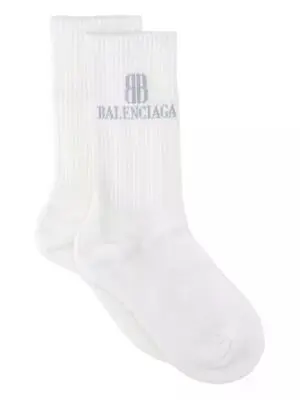 Balenciaga Logo-embroidered Ribbed Socks