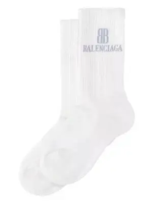 Balenciaga Logo-embroidered Ribbed Socks