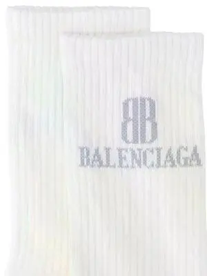 Balenciaga Logo-embroidered Ribbed Socks