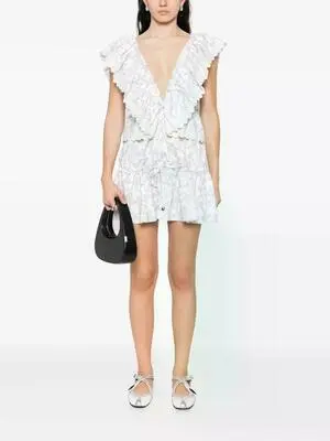Coperni Floral-print Ruffled Dress - White