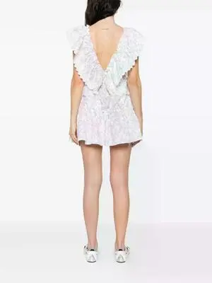 Coperni Floral-print Ruffled Dress - White