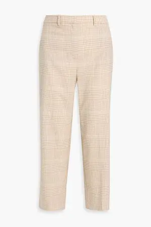 Theory Roswell Checked Wool-tweed Straight-leg Pants