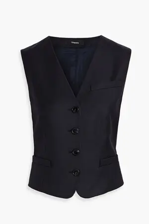 Theory Wool-twill Vest - Navy