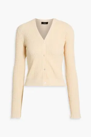 Theory Waffle-knit Cotton-blend Cardigan