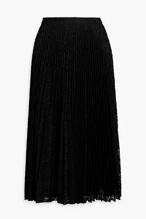 Theory Pleated Lace Midi Skirt
