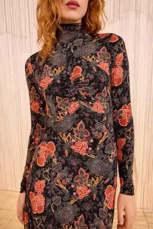 Ulla Johnson Jersey Ruched Turtleneck Maxi Dress