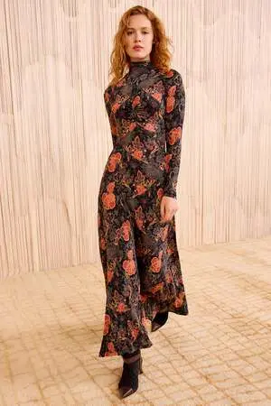 Ulla Johnson Jersey Ruched Turtleneck Maxi Dress