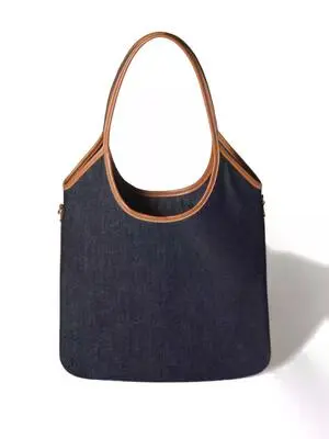 Miu Miu Ivy Denim Shoulder Bag With Leather Trim