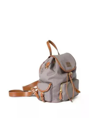 Miu Miu Leather-trimmed Flap Backpack - Grey