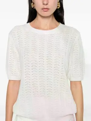 LISA YANG Pointelle-knit Short-sleeved Top