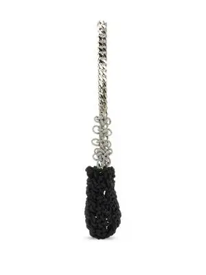 Kara Chain-strap Knitted Shoulder Bag - Black