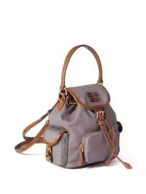 Miu Miu Leather-trimmed Canvas Backpack - Grey