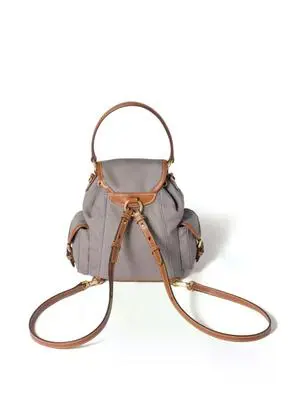 Miu Miu Leather-trimmed Canvas Backpack - Grey