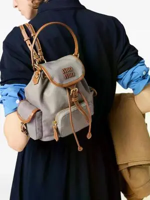 Miu Miu Leather-trimmed Canvas Backpack - Grey