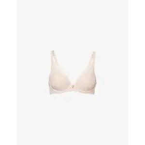 Chantelle Romance Plunge Stretch-lace T-shirt Bra - Golden Beige