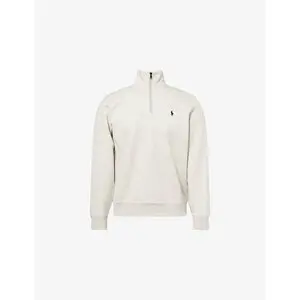 Polo Ralph Lauren Embroidered Logo High Neck Cotton-jersey Sweatshirt - Grey