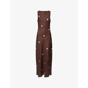Dissh Beverly Polka-dot Linen Midi Dress