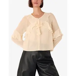 Whistles Ruffle Frill V-neck Blouse