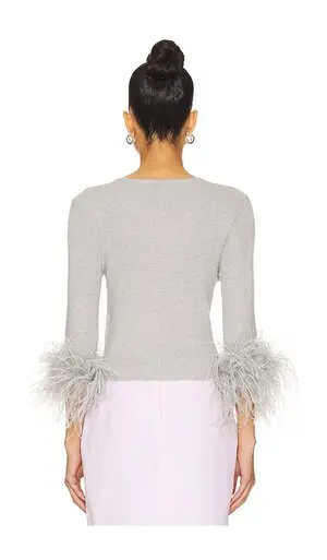 MILKWHITE Cardigan With Feather Trim