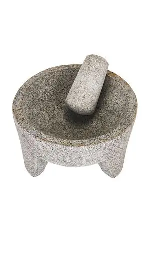 VERVE CULTURE Molcajete In Tortilla Basket In Grey - Grey & Multi Colored Basket