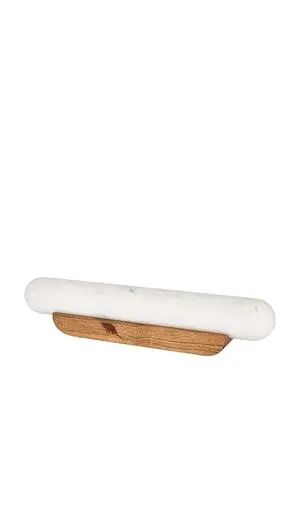 VERVE CULTURE Marble Rolling Pin & Stand In White,brown - White & Brown