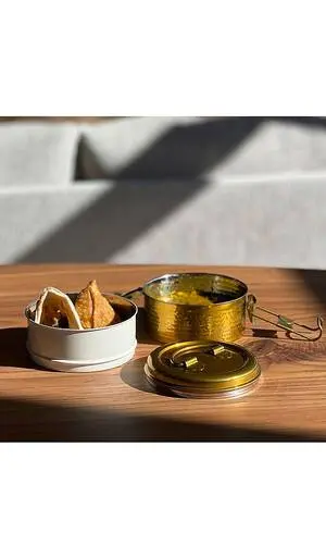 VERVE CULTURE Tiffin 2 Layer Lunch Box In Metallic Bronze