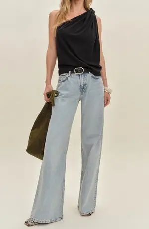REFORMATION Knotted One-shoulder Knit Top
