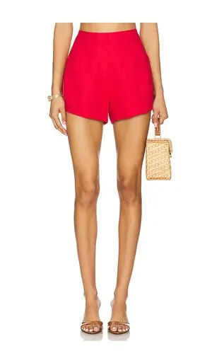 Posse Rosalie Polka Dot Linen Shorts Red
