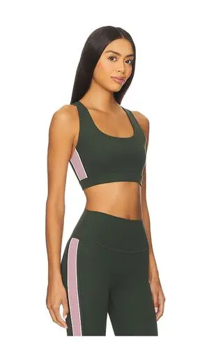 Splits59 Lexi Rigor Sports Bra In Dark Green - Military & Blush