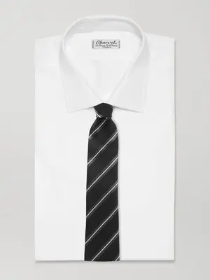TOM FORD 8cm Striped Knitted Silk Neck Tie - Black