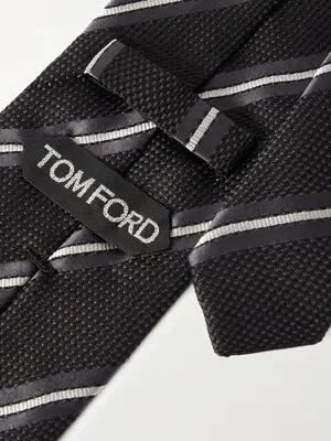 TOM FORD 8cm Striped Knitted Silk Neck Tie - Black