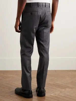 SLOWEAR Incotex Slim-fit Brushed Cotton-blend Twill Trousers - Gray