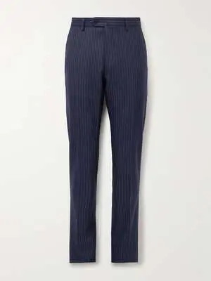Caruso Slim-fit Pinstriped Wool Suit Trousers