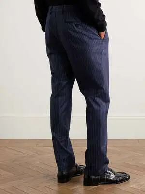 Caruso Slim-fit Pinstriped Wool Suit Trousers