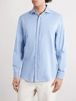 Brunello Cucinelli Cutaway-collar Cotton-chambray Shirt