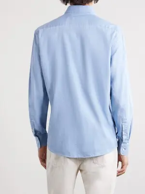Brunello Cucinelli Cutaway-collar Cotton-chambray Shirt