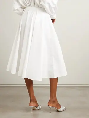 Norma Kamali Pleated Poplin Midi Skirt