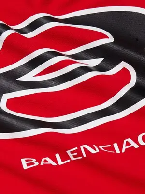 Balenciaga American Football Oversized Printed Piqué T-shirt - Red